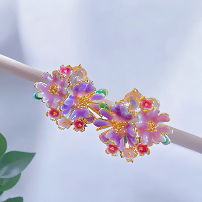 复古花朵甜美气质森系耳环