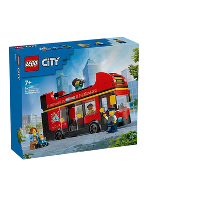 LEGO乐高2024新款城市系列60407红色双层观光巴士儿童拼装玩具