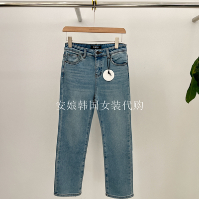 O.BETOR时尚直筒磨白通勤牛仔裤