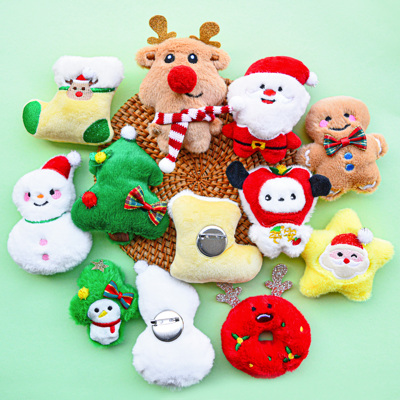 圣诞节毛绒卡通胸针老人雪人麋鹿