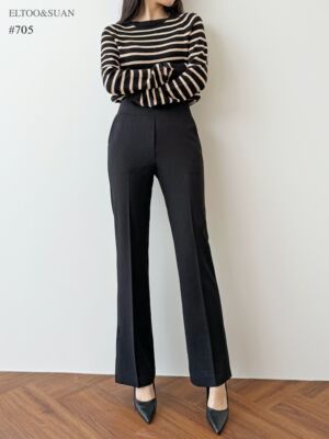 韩国东大门正品2026春新款ELTOO SUAN松紧腰喇叭西裤905