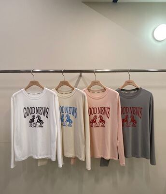 韩国东大门2026春新品remaking时尚百搭圆领印花小马长袖T恤