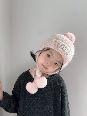 INS韩国儿童帽子秋冬保暖毛线帽男女童宝宝针织套头防风护耳冷帽6