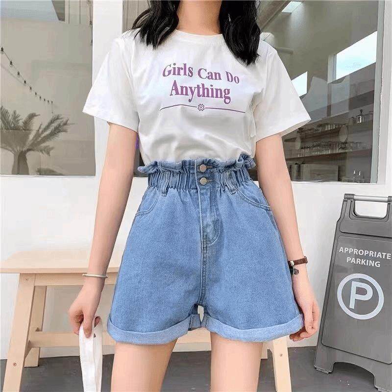 胖妹妹200斤特大码卷边夏ins牛仔短裤女韩版宽松高腰显瘦阔腿热裤