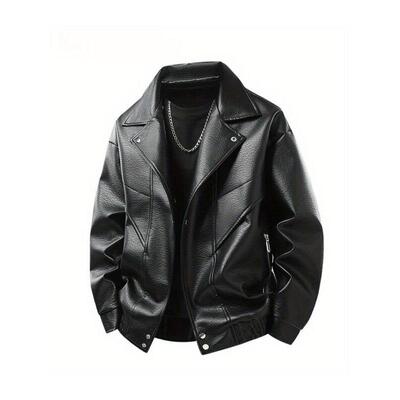 R 32815 Men Motorcycle Riding Leather Jacket复古皮夹克