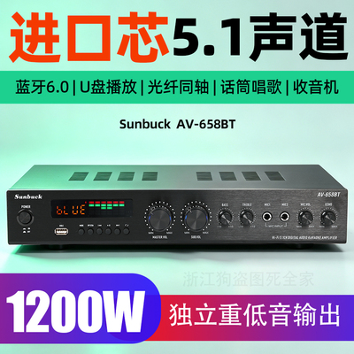 新款5.1声道家用功放机蓝牙6.0无损U盘播放收音机话筒唱歌HIFI
