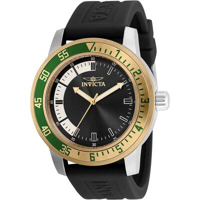 代购Invicta男士腕表夜光日期计时防震硅胶带防水钢壳黑盘运动