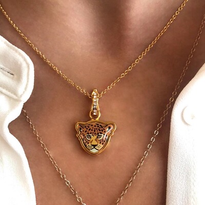 Halcyon Days豹子头吊坠轻奢小众百搭简约复古挂坠个性高级感配饰