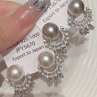 蚊香」无耳洞珍珠月影耳环「新款