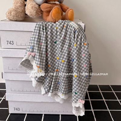 gillaimar睡衣女款夏季短裤小熊家居裤甜美蕾丝花边可爱卡通裤子