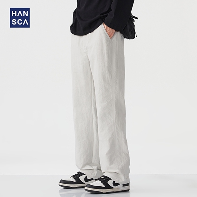 hansca秋季260g宽松直筒休闲裤男
