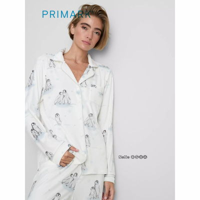 英国Primark女款成人大童PINGU企鹅暖绒长袖家居服睡衣裤3002