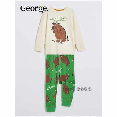 英国乔治George男童绿色咕噜牛Gruffalo家居服睡衣裤全棉1365924
