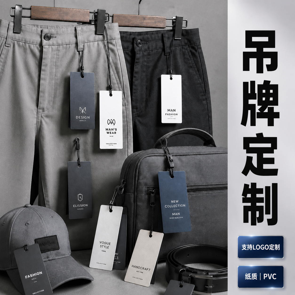 吊牌定制服装裤袜箱包帽子通用挂牌衣服品牌标签logo设计商标制作