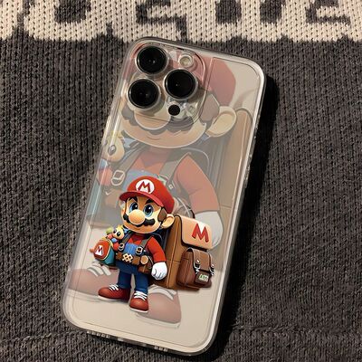 适用苹果16手机壳马里奥卡通