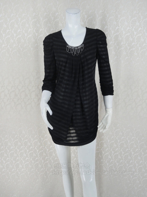 弹力七分袖中长款针织衫