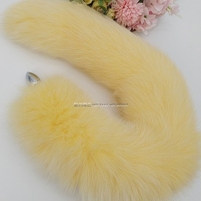奶黄色猫咪喵妖精毛绒绒尾巴真毛