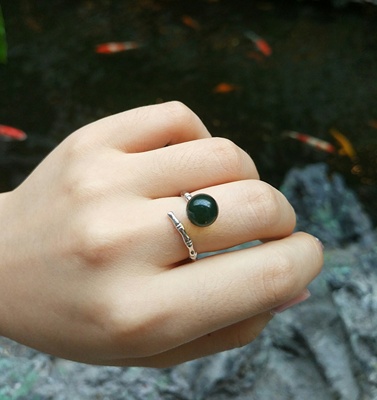 多米尼加蓝珀戒指吊坠镶嵌包邮