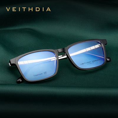 Veithdia/威斯．蒂亚 板材钛脚眼镜框架男士办公防蓝光可配近视镜