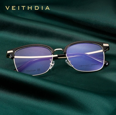 VEITHDIA/威斯.蒂亚 复古纯钛脚半框光学近视眼镜架男女可配度数