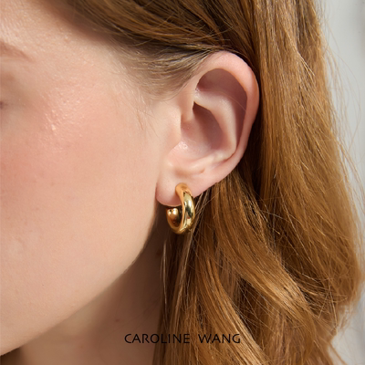 【925银针·C型粗素圈耳环·2cm】高级感hoop耳圈方圆脸修饰脸型