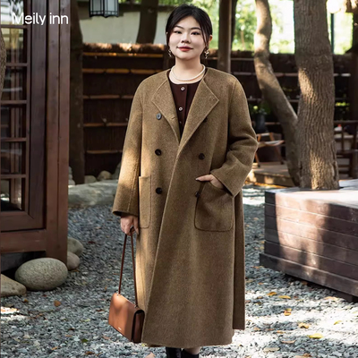 美丽客栈宽松大码双面呢大衣