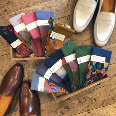 法国BM丝光棉油画袜子