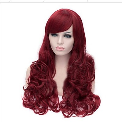 欧美时尚红色斜爆炸卷发假发