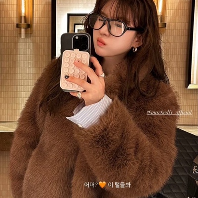 form韩国代购 morethanyesterday25秋冬新品仿狐狸毛环保皮草外套