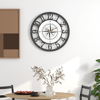 指南针阿拉伯北欧简约圆形挂钟