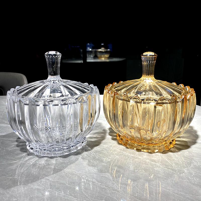 欧式带盖糖缸盅糖果盒创意家用客厅办公室水晶玻璃糖果罐个性礼品