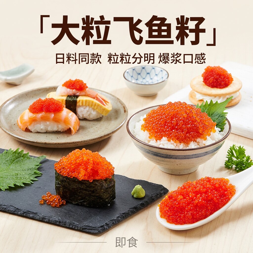 鱼子酱即食寿司专用材料日料食材即食飞鱼籽400gcaviar多春鱼籽
