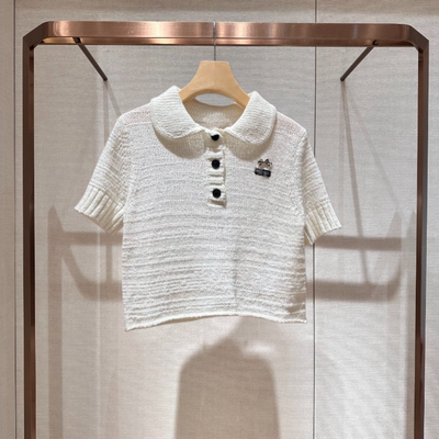 卓雅资2026春季娃娃领镂空针织衫