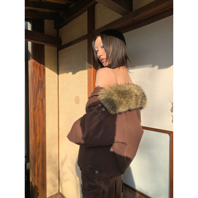 吓死香蕉可拆卸毛领工装棉服