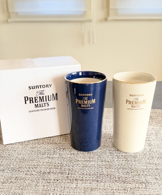 现货实拍SUNTORY三得利万志PREMIUM MALT'S陶瓷水生啤酒杯对杯