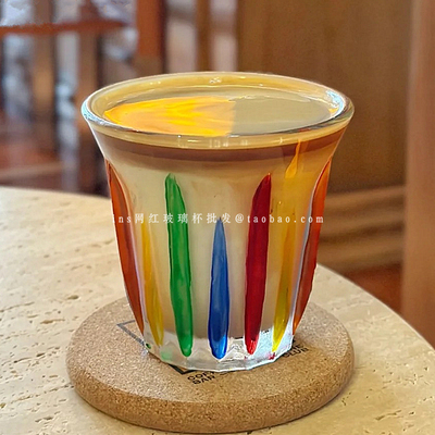 美式复古手绘系列Dirty玻璃杯浓缩澳白杯拿铁杯拉花杯冷萃咖啡杯