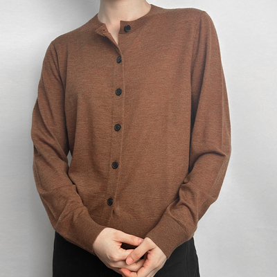 di kangra/德凯佳简约设计女装圆领长袖开胸衫