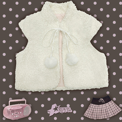 西子瓦日杂风古早风日系可爱甜美仿泰迪毛学院百搭短款小外披外套