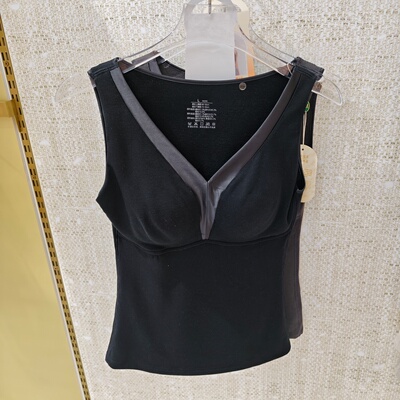 雅仙柔65820蚕丝保暖背心女修身无袖内搭免穿文胸不臃肿打底上衣