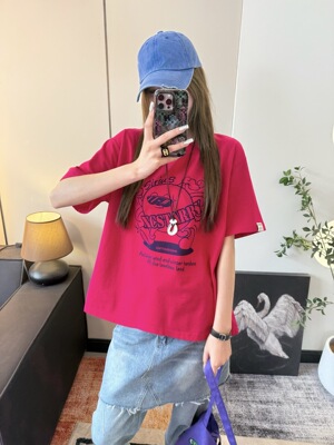 XCstarry家xc5029墨镜西里斯印花纯棉短袖T恤宽松显瘦休闲红色夏