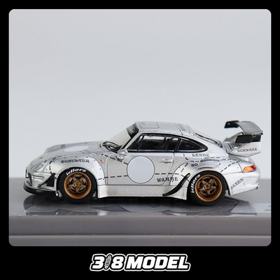 现货 TW 1:64 保时捷 911 993 RWB Silver Phantom 合金汽车模型