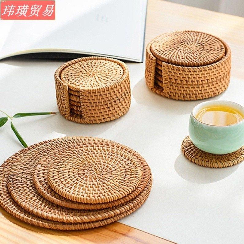 Placemat Pad Coasters Kitchen Table Mats rattan coaster_虎窝淘