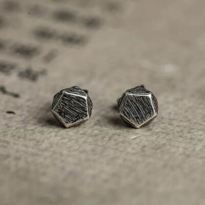 Retro Three-dimensional Hexagonal Earrings for Men and Women