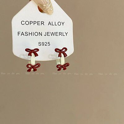 French swee conrasing color Ankola red bow earrings fashiona