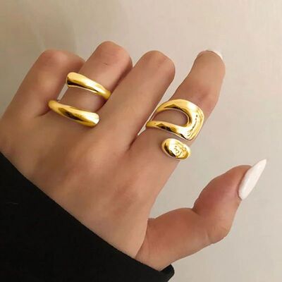 2PC Minimalis Irregular Silver Color Rings For Women Fashion