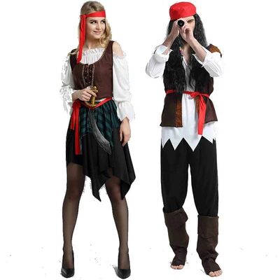 Men Women Female Caribbean Pirates Captain Costume Halloween