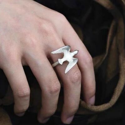Fashion Simple Whie Bird Opening Adjusable Rings for Women M
