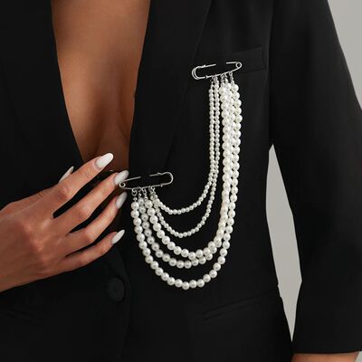 Rero Muli Layer Imiaion Pearl Bead Brooches for Women Men Cr