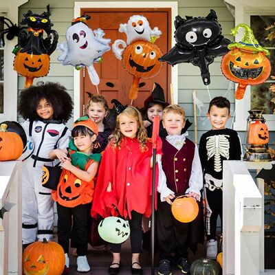 12 Halloween Mini Pumpkin Ghost Balloons Bat Spider Witch Mo