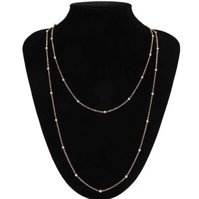 Fashion Silver Color Beaded Double Layered Necklaces for Wom